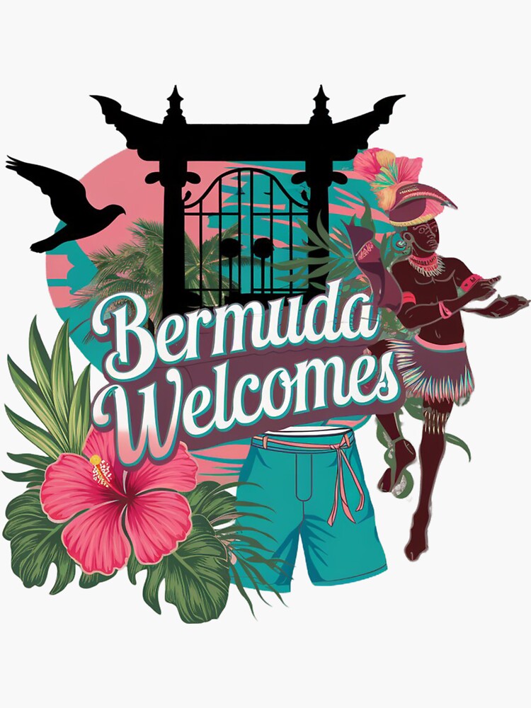 "Bermuda Welcomes Flag Map Hamilton, " Sticker for Sale by AnimalsDH305 ...