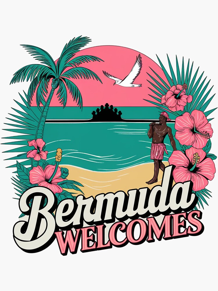 "Bermuda Welcomes Flag Map Hamilton, " Sticker for Sale by AnimalsDH305 ...