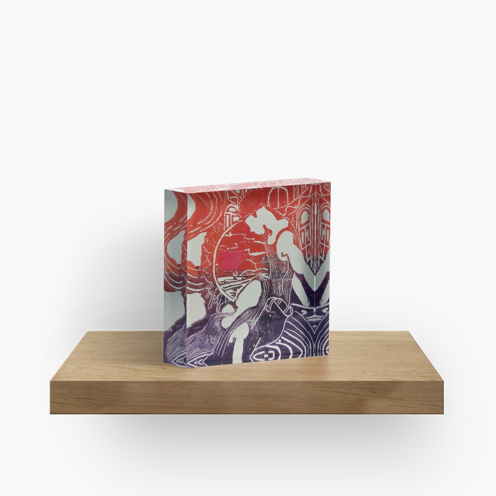 ""Ease" Block Print Reverse Sunset Ombre" Sticker for Sale by ...