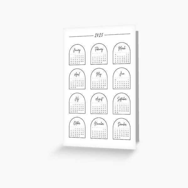 "2025 Minimalist Calendar | Single Page Calendar" Greeting Card for Sale by Mystify- | Redbubble
