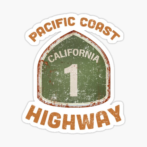 "California Pacific Coast highway T-shirts and Souvenirs" Sticker for ...