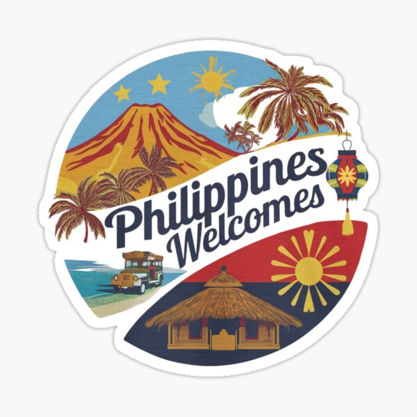 "Philippines Welcomes Flag Map Manila, Cebu, Palawan" Sticker for Sale ...