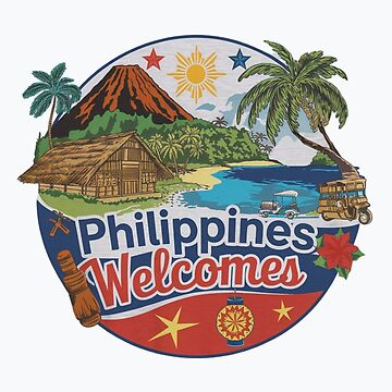 "Philippines Welcomes Flag Map Manila, Cebu, Palawan, " Sticker for ...
