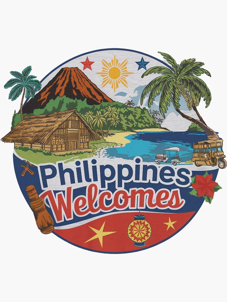 "Philippines Welcomes Flag Map Manila, Cebu, Palawan, " Sticker for ...