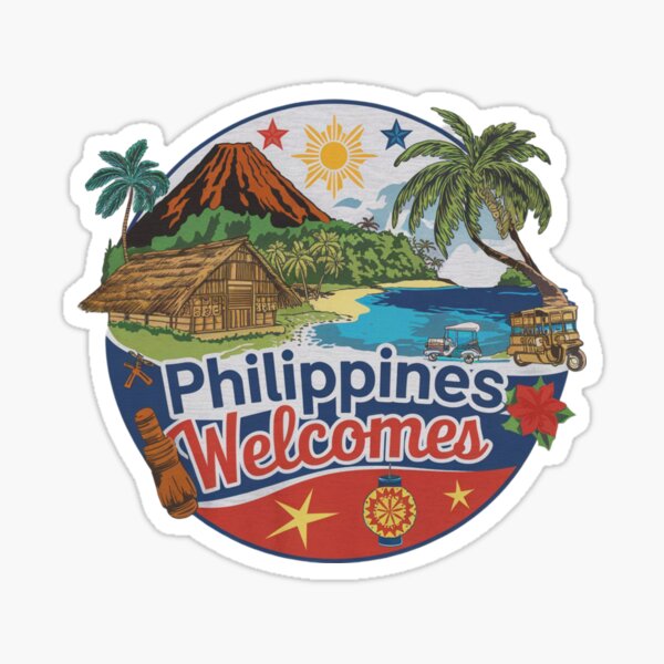 "Philippines Welcomes Flag Map Manila, Cebu, Palawan, " Sticker for ...