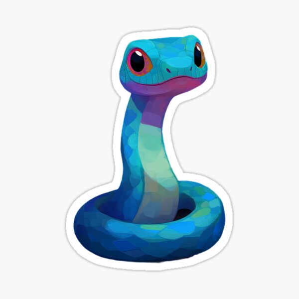 "Playful Blue Snakes: Cute and Whimsical Snake Characters" Sticker for ...