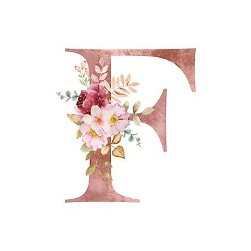 "Rose Gold Watercolour Letter F Floral Monogram" Sticker for Sale by ...