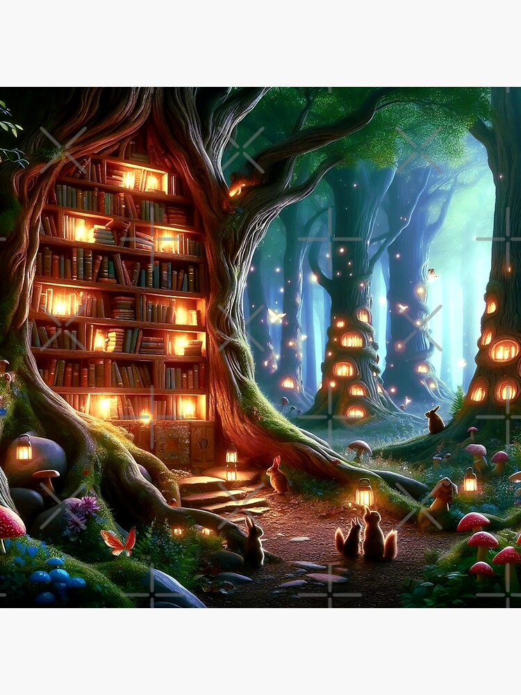 "Fantasy, Fairy Tale Library in a Magic Forest full trees Folklore ...