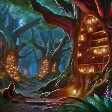 "Fantasy Fairy Tale Library in a Magic Forest full trees Folklore ...