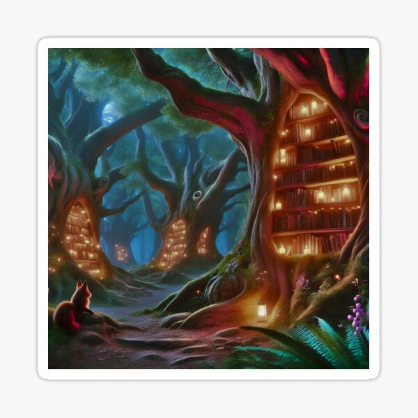 "Fantasy Fairy Tale Library in a Magic Forest full trees Folklore ...