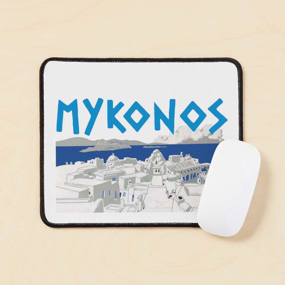 "Mykonos the blue and white island, vintage drawing edition." Sticker ...