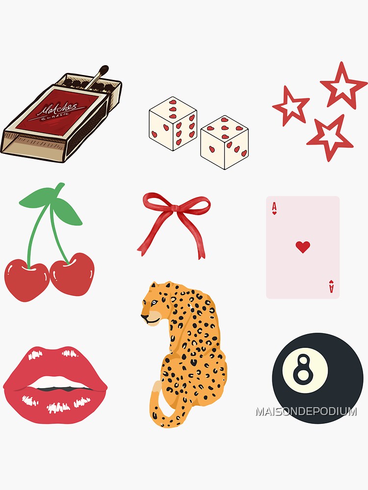 "edgy girly red star cheetah print sticker pack" Sticker for Sale by ...