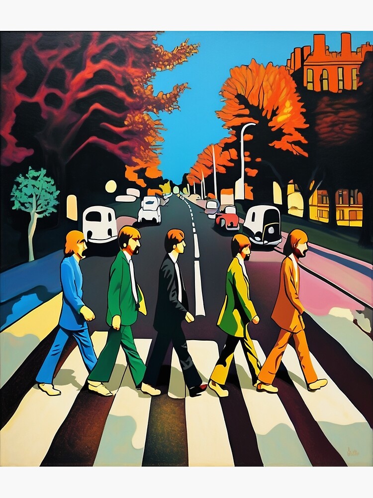 ""Psychedelic Abbey Road: Beatles in a Surreal Landscape"" Poster for ...