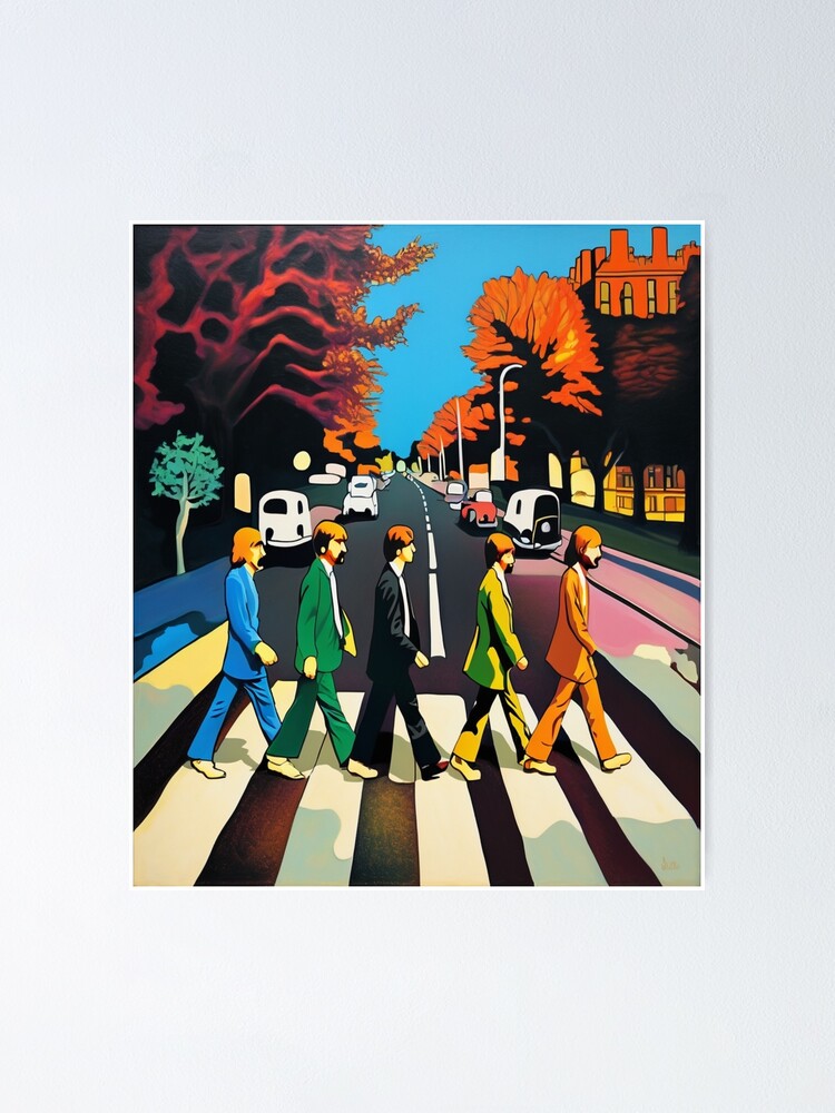 ""Psychedelic Abbey Road: Beatles in a Surreal Landscape"" Poster for ...