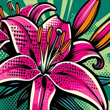 "Asiatic lily pop art" Sticker for Sale by cate129 | Redbubble