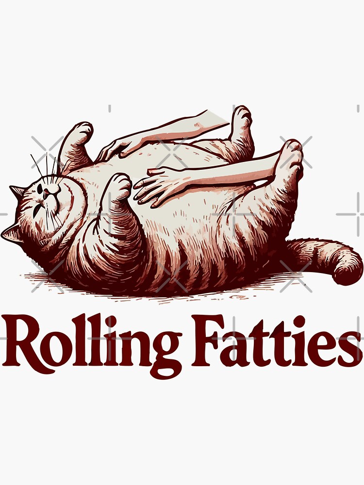 "Rolling Fatties Cat Vintage" Sticker for Sale by TomFrontierArt ...