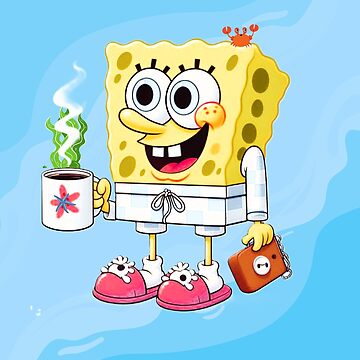 "Spongebob drinking tea" Sticker for Sale by agirlnamedyuki | Redbubble