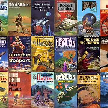 "Vintage Robert Heinlein Retro Science Fiction Book Covers Collage ...
