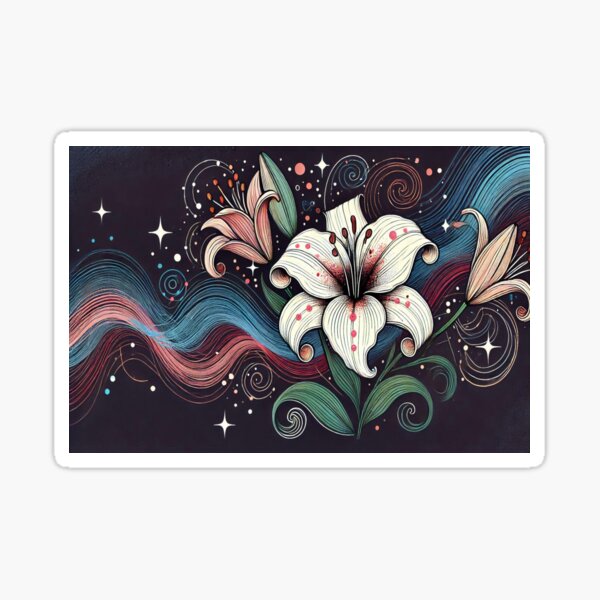 "Retro White Lily" Sticker for Sale by cate129 | Redbubble