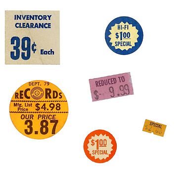 "vintage price stickers !" Sticker for Sale by spoiledchai ♡ | Redbubble