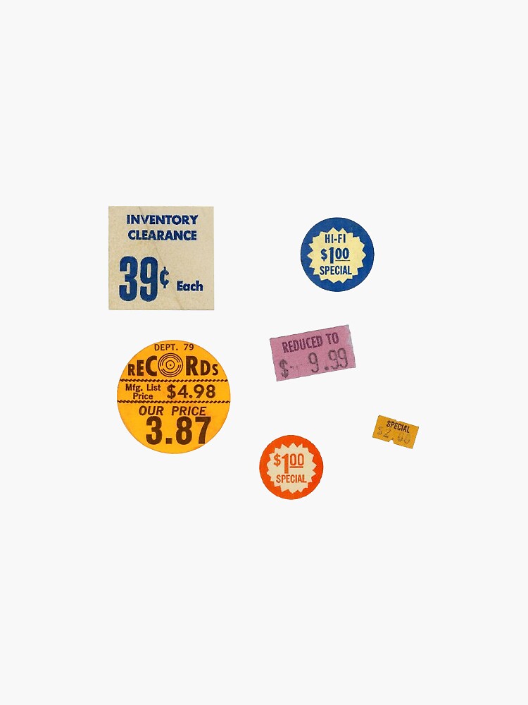 "vintage price stickers !" Sticker for Sale by spoiledchai ♡ | Redbubble