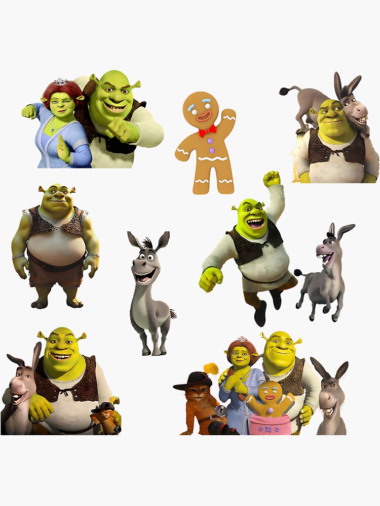 "Shrek characters, Gingerbread Man, Donkey, and Dragon in different ...