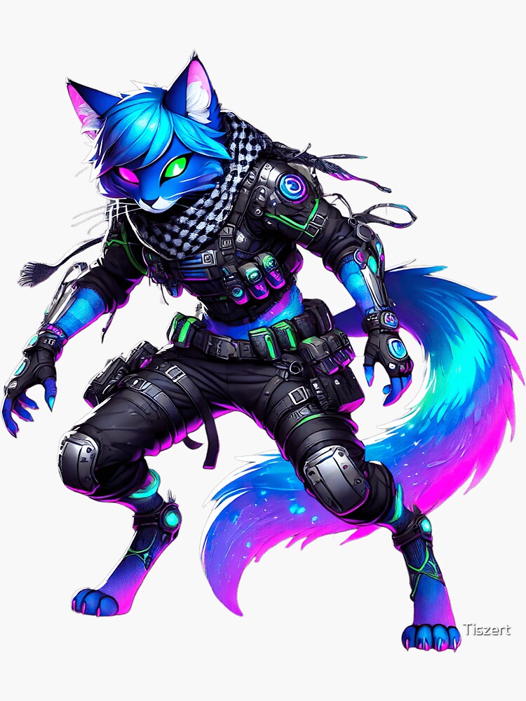 "Mastermind of Mayhem. Tactical Cat Duskwalker" Sticker for Sale by ...