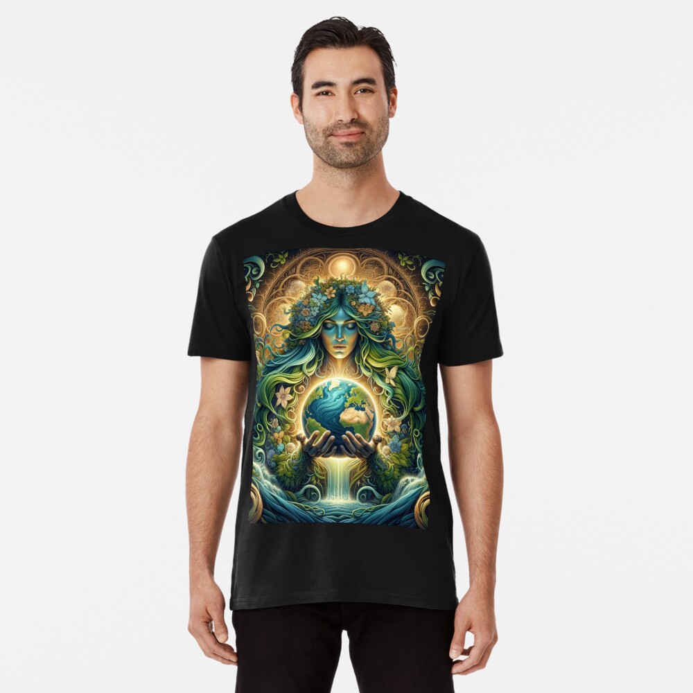 "Waterfall Mother Earth Gaia Art Vibrant Nature Goddess with Flowers ...