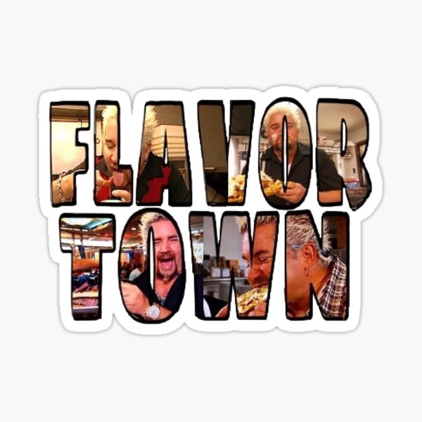 "Guy Fieri Flavor Town" Sticker for Sale by madelynerin | Redbubble