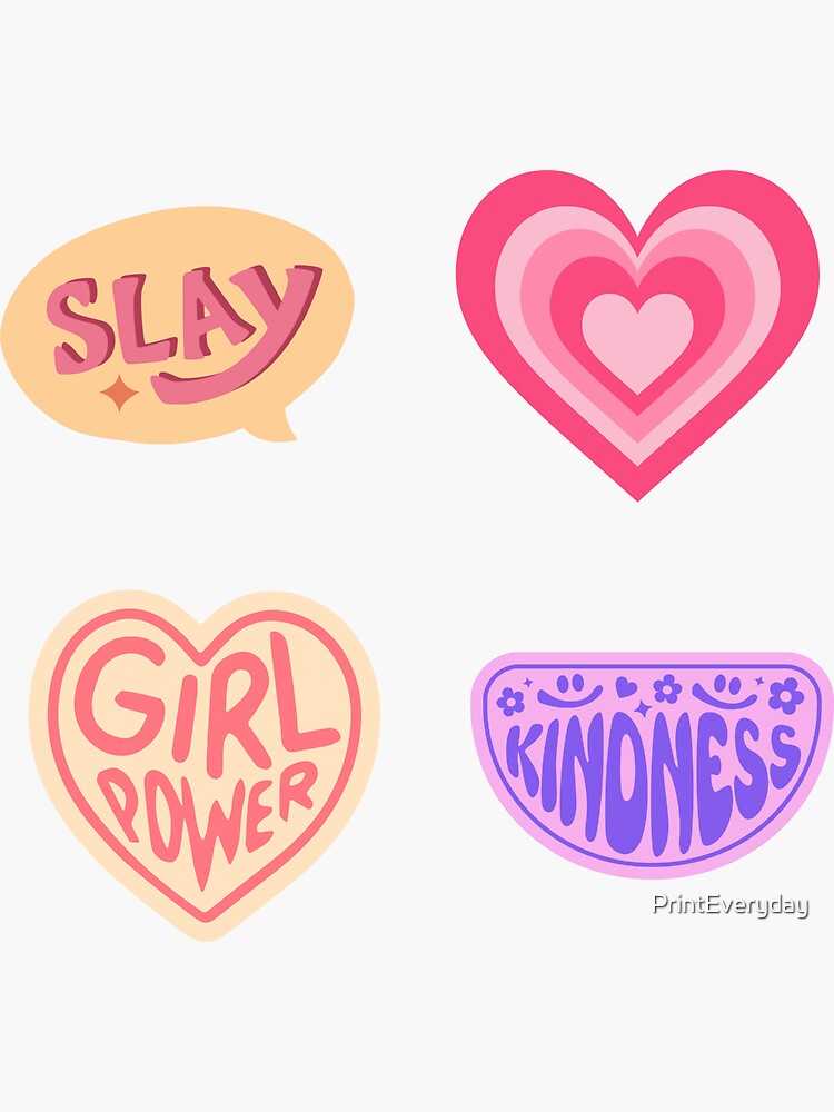 "Girly Sticker Pack | Cute Stickers | Hearts " Sticker for Sale by ...