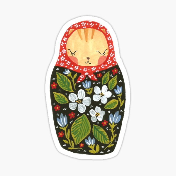 "Nesting Doll Cat" Sticker for Sale by Ash-Elizabeth | Redbubble