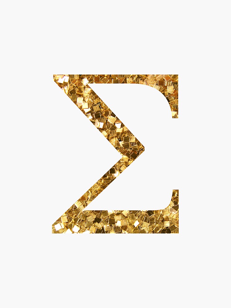 "Gold Flakes Sigma Letter" Sticker by ginamarcisak | Redbubble
