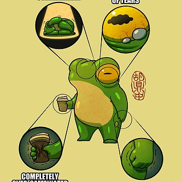"Stressed Out Frog Diagram Poster magical asian style artwork with text ...