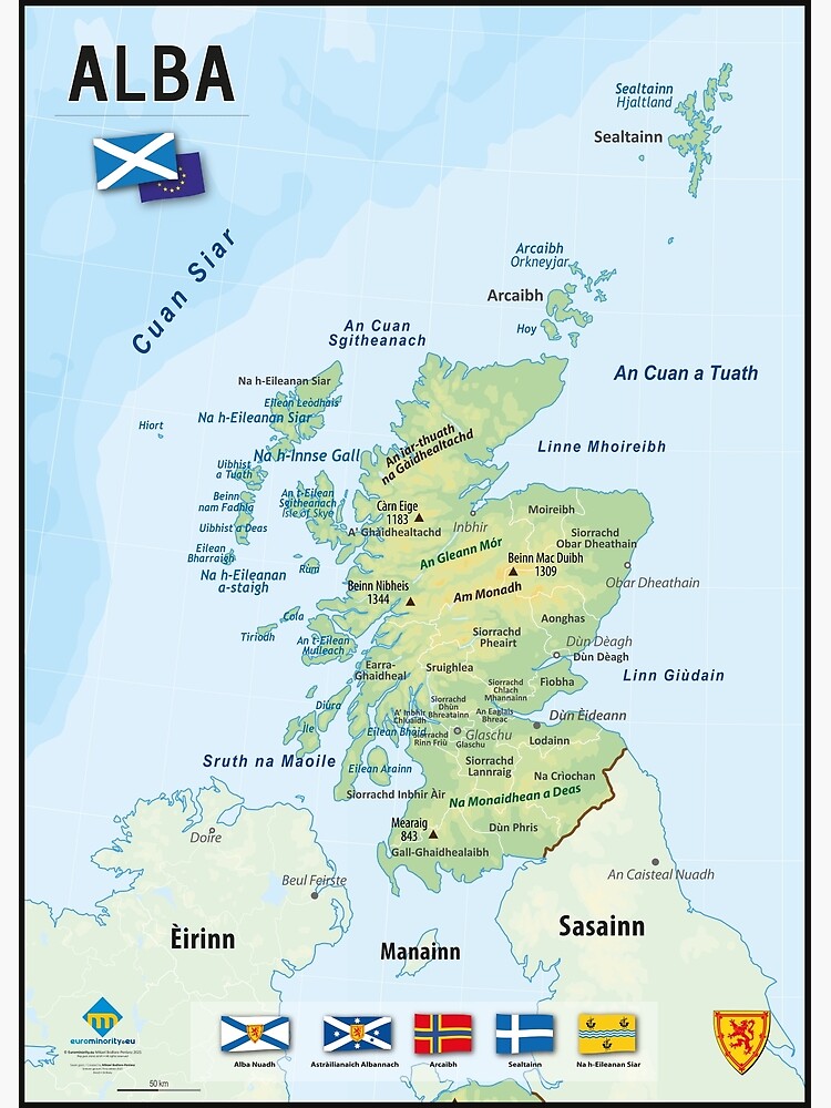 "Alba, Map of Scotland in Scottish Gaelic" Poster by Multinatio | Redbubble