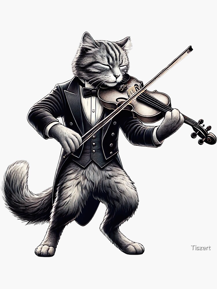 "Fur-tuned Sonata, Symphonic Cat, Musician Cat" Sticker for Sale by ...