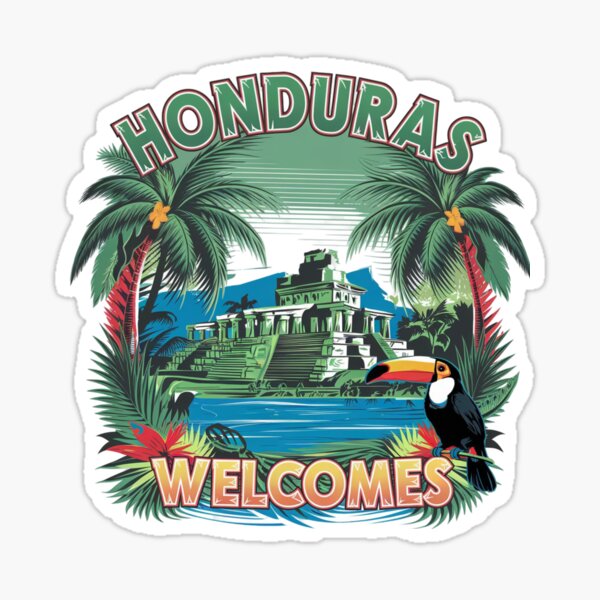 "Honduras Welcomes Flag Map Tegucigalpa, Copán, Roatán" Sticker for ...