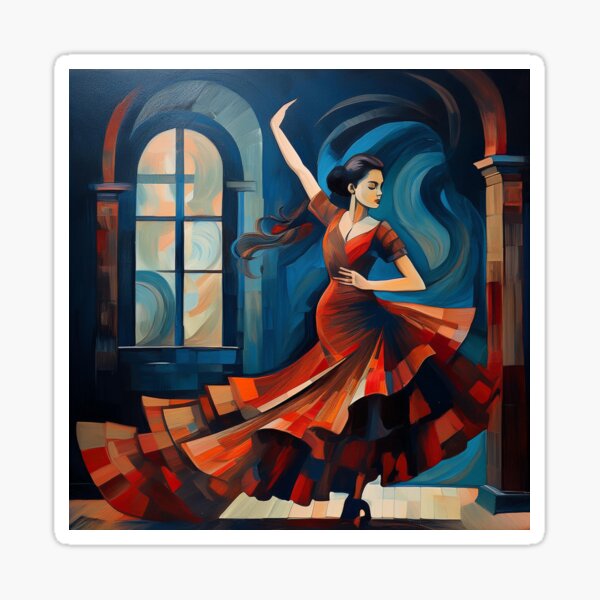 "Cubist Flamenco Dancer spinning" Sticker for Sale by Ian Fox-Marrs ...