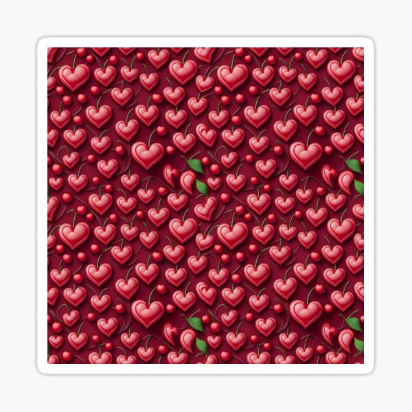 "Cherry Cheer: A cheerful pattern with hearts made from cherries ...