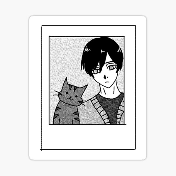 "Itoshi Rin with Cat | Blue Lock black and white stickers" Sticker for ...