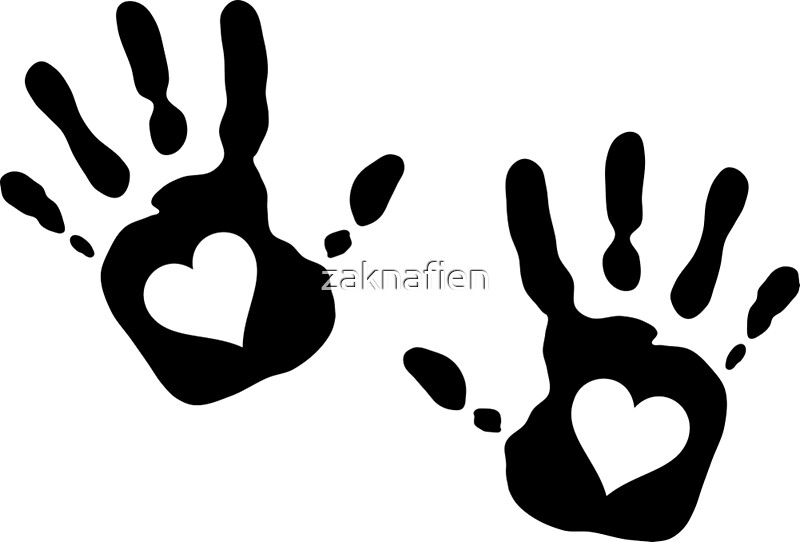 "Hand print with Heart Cutout " by zaknafien | Redbubble