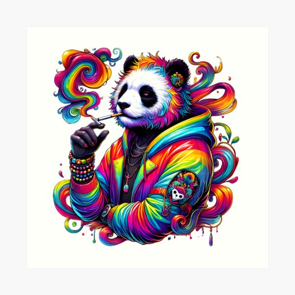 "Rebellious Panda Smoking in Anime Style" Art Print for Sale by ...