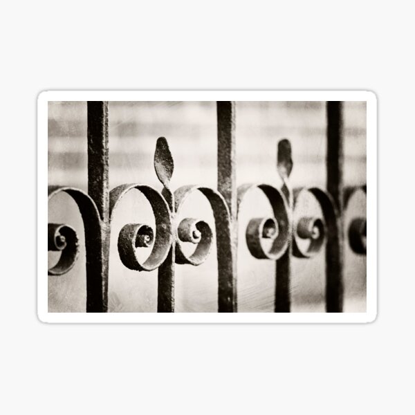 "Black and White Wrought Iron Gate Photography" Sticker for Sale by ...
