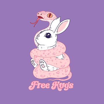 "Free Hugs - Cute Pink Snake and Bunny Funny Design" Sticker for Sale ...