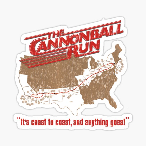 "The Cannonball Run Map" Sticker for Sale by ourkid | Redbubble