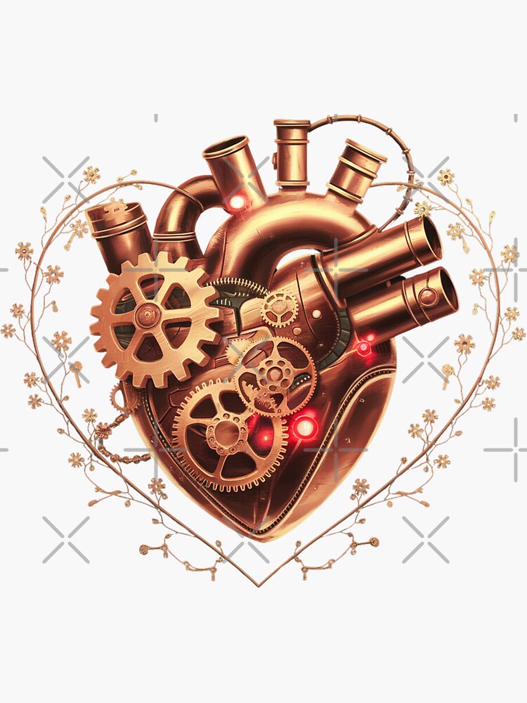 "Steampunk Mechanical Heart Valentines Day Inspiration" Sticker for ...