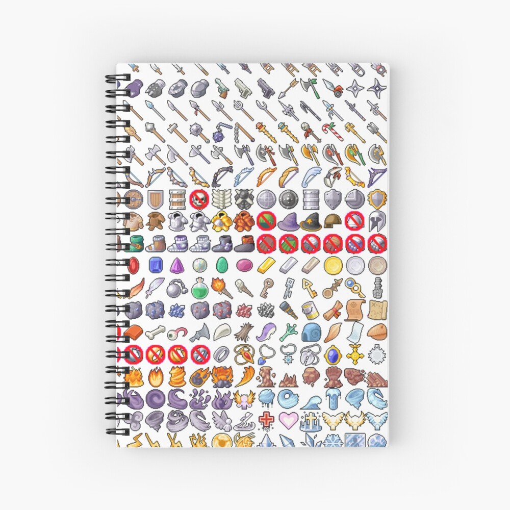"Pixel Art RPG Icons" Spiral Notebook for Sale by Toolshrink | Redbubble