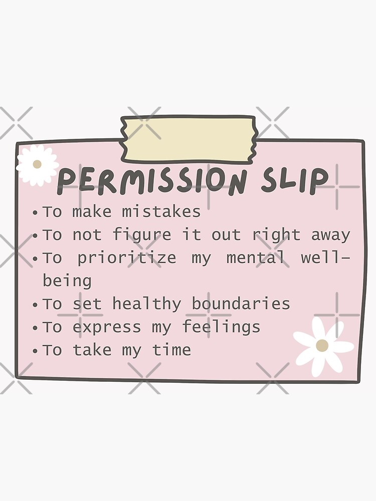 "Mental health permission slip | positive affirmations " Poster for ...