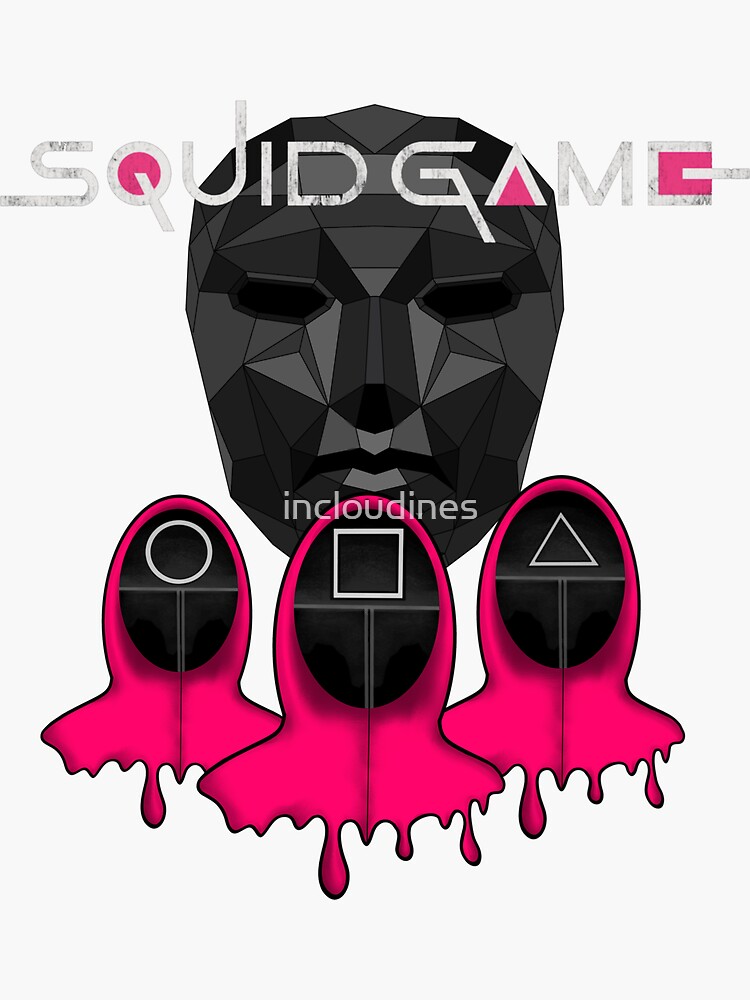 "Squid Game Front Man and Masked Men English Logo" Sticker for Sale by ...