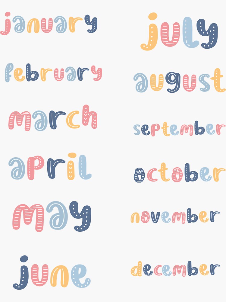 "Months of the Year Journaling" Sticker for Sale by artwithlefty ...