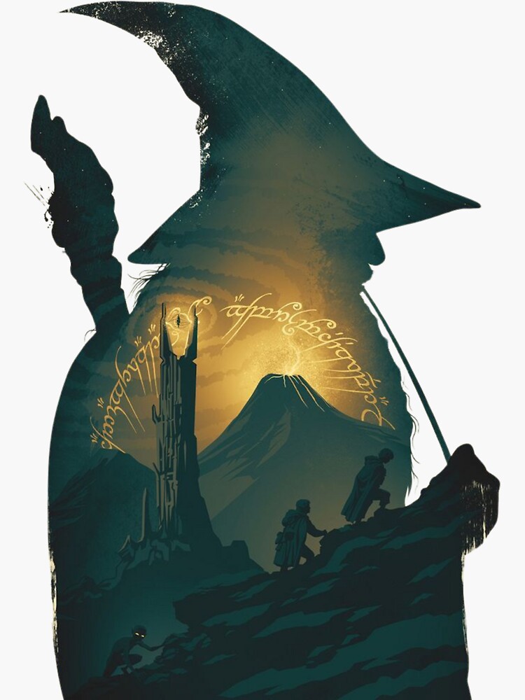 "LotR Gandalf Silhouette " Sticker for Sale by GabeTheLorax | Redbubble
